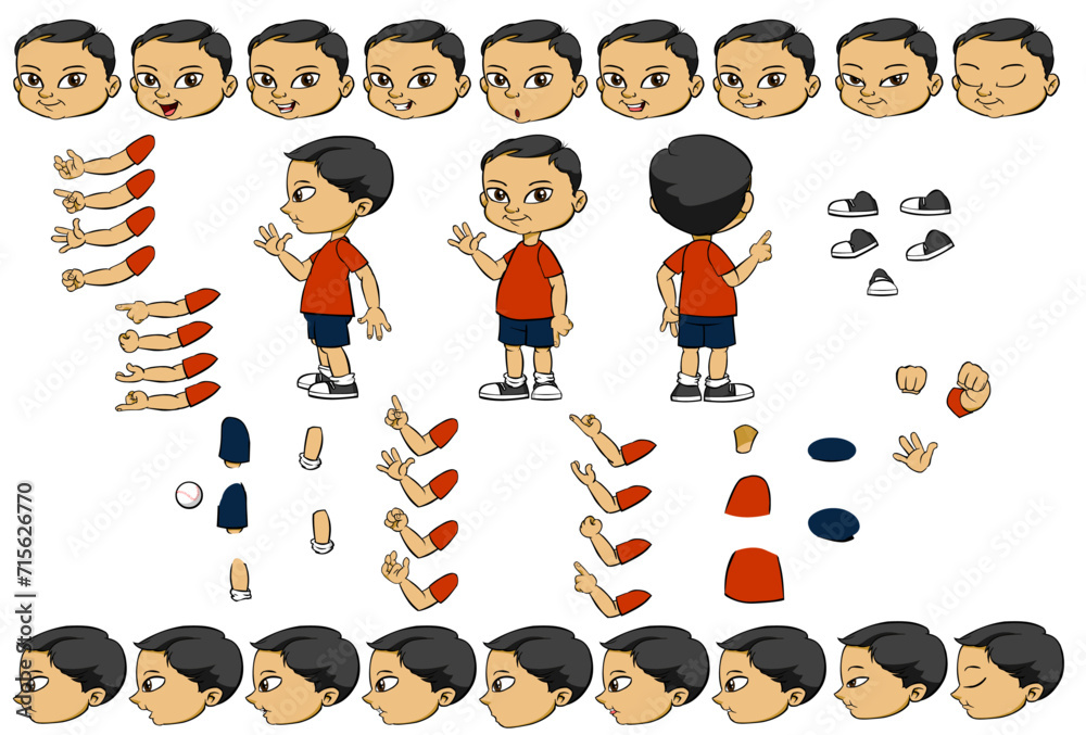 Set of elements for creating a boy character animation. boy with ...