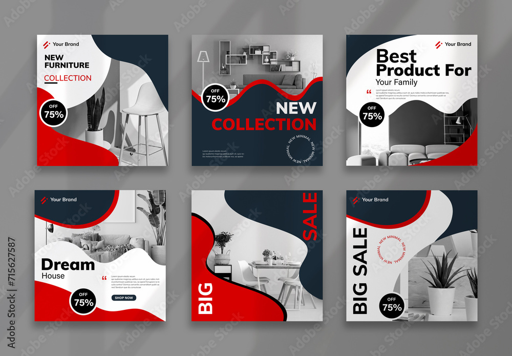 New Furniture Social Media Post Layout Stock Template | Adobe Stock