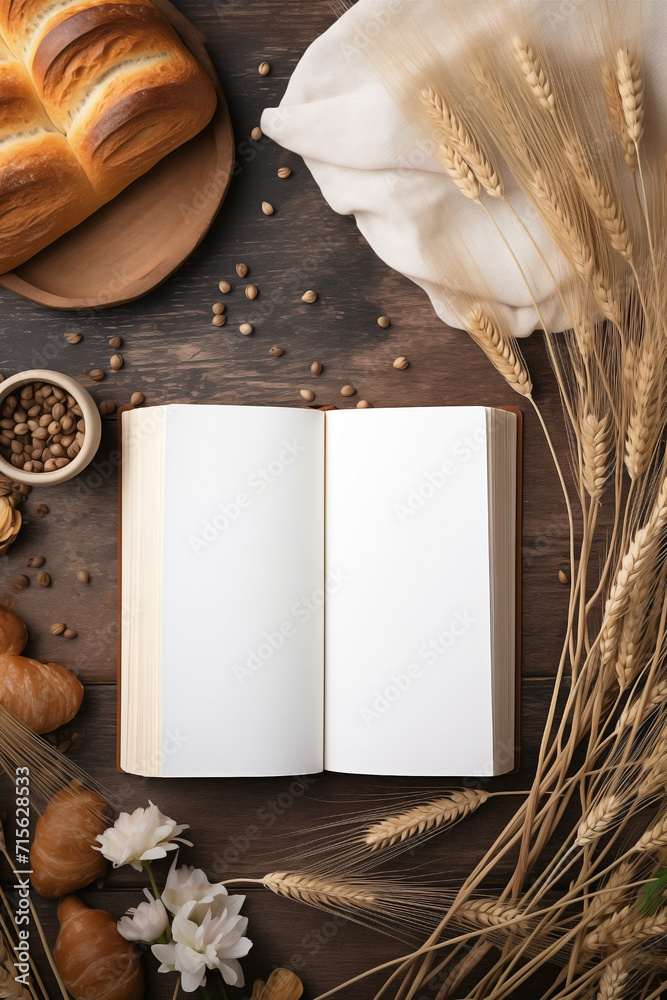 Bakery style border design with an open recipe book placed in the ...