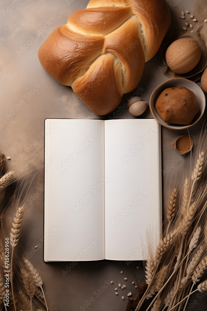 Bakery style border design with an open recipe book placed in the ...