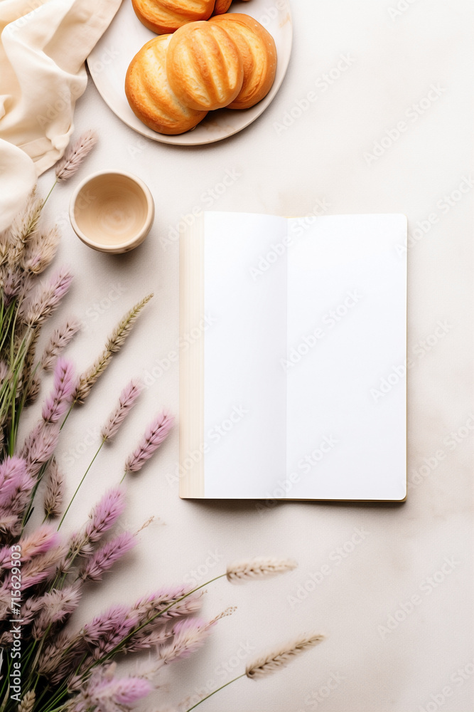 Bakery style border design with an open recipe book placed in the ...
