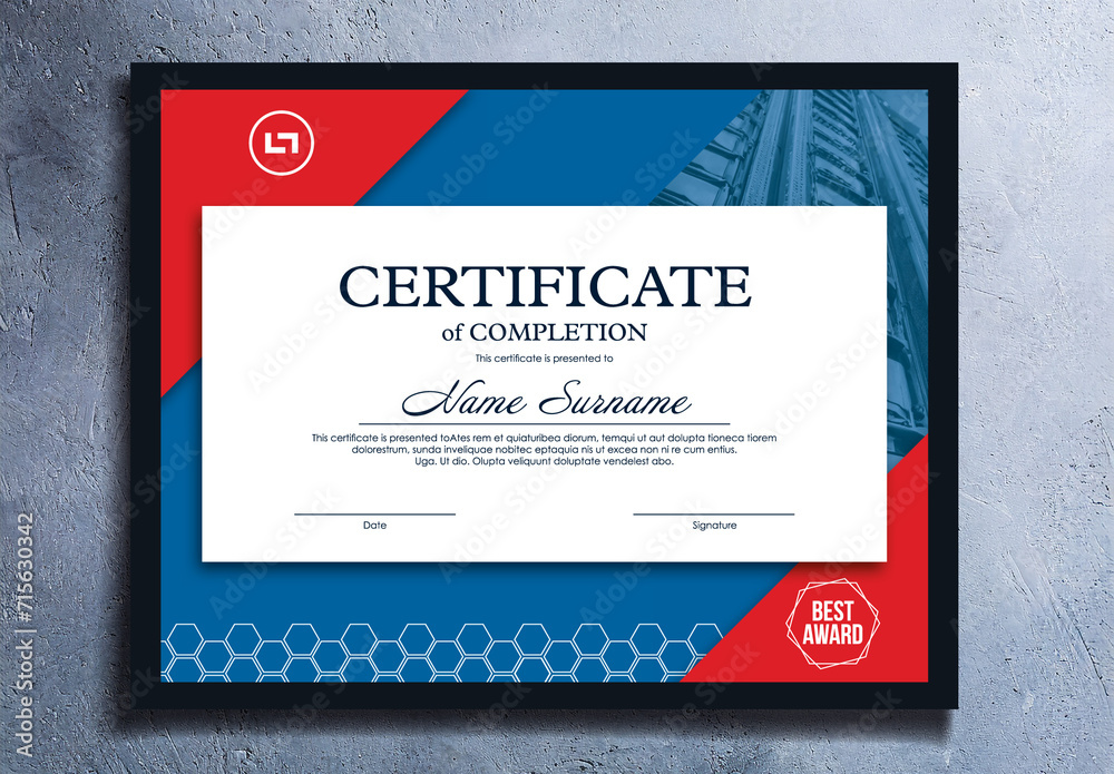 Blue Red Technology Certificate Template 2 Stock Template | Adobe Stock