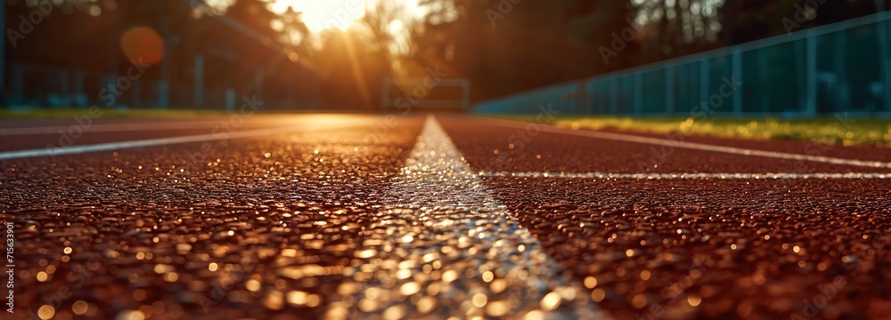 Stadium's starting line in afternoon light, a powerful symbol of sports ...