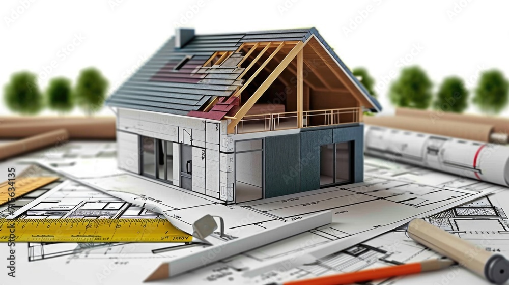 Scaled replica house with digital schematics, redesign plans, workshop ...