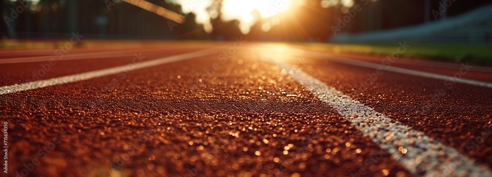Stadium's starting line in afternoon light, a powerful symbol of sports ...