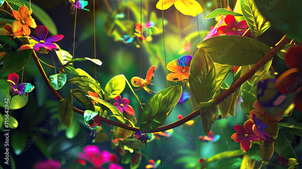 Jungle Joy: A Playful Scene in the Jungle, Where Animated Animals Swing ...