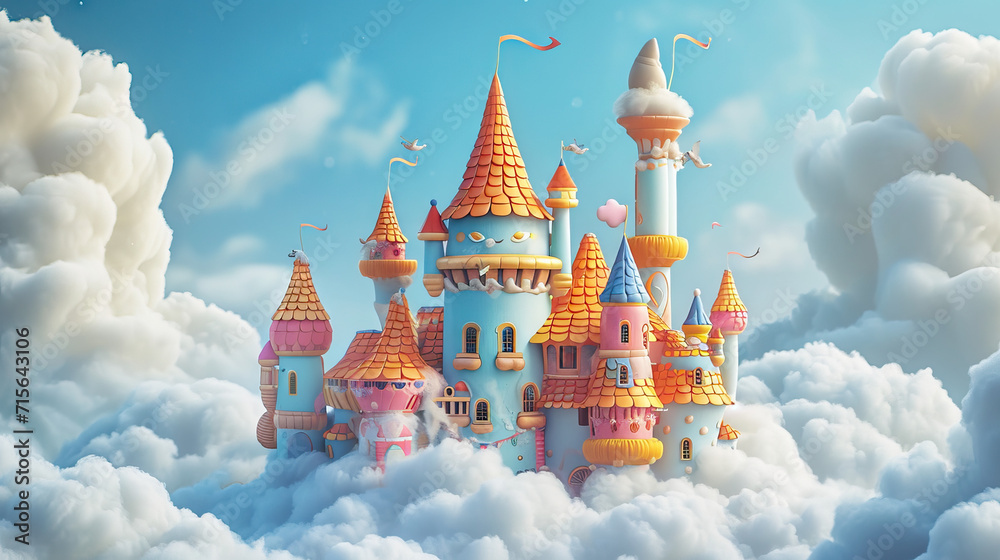 Dreamlike Citadel: A Castle in the Clouds, Home to Fluffy, Animated ...