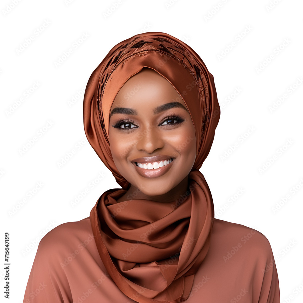 Joyful afro muslim girl, portrait of a smiling young black woman in ...
