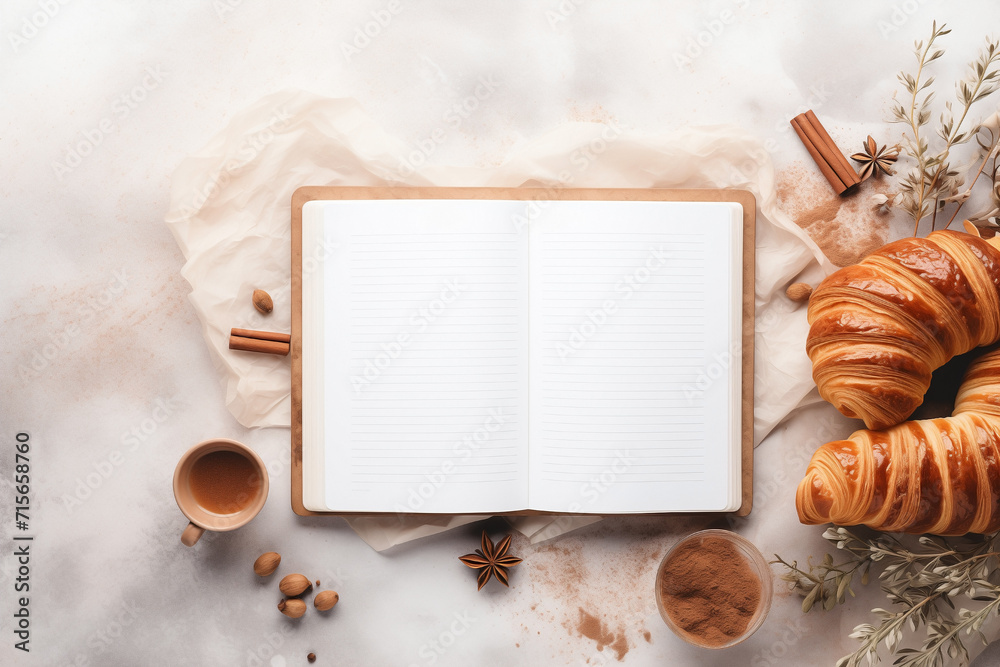 Pastry style border design with an open recipe book placed in the ...