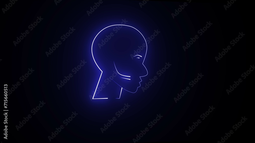 Human neon head icon. Human anatomy and science concepts. Human head ...