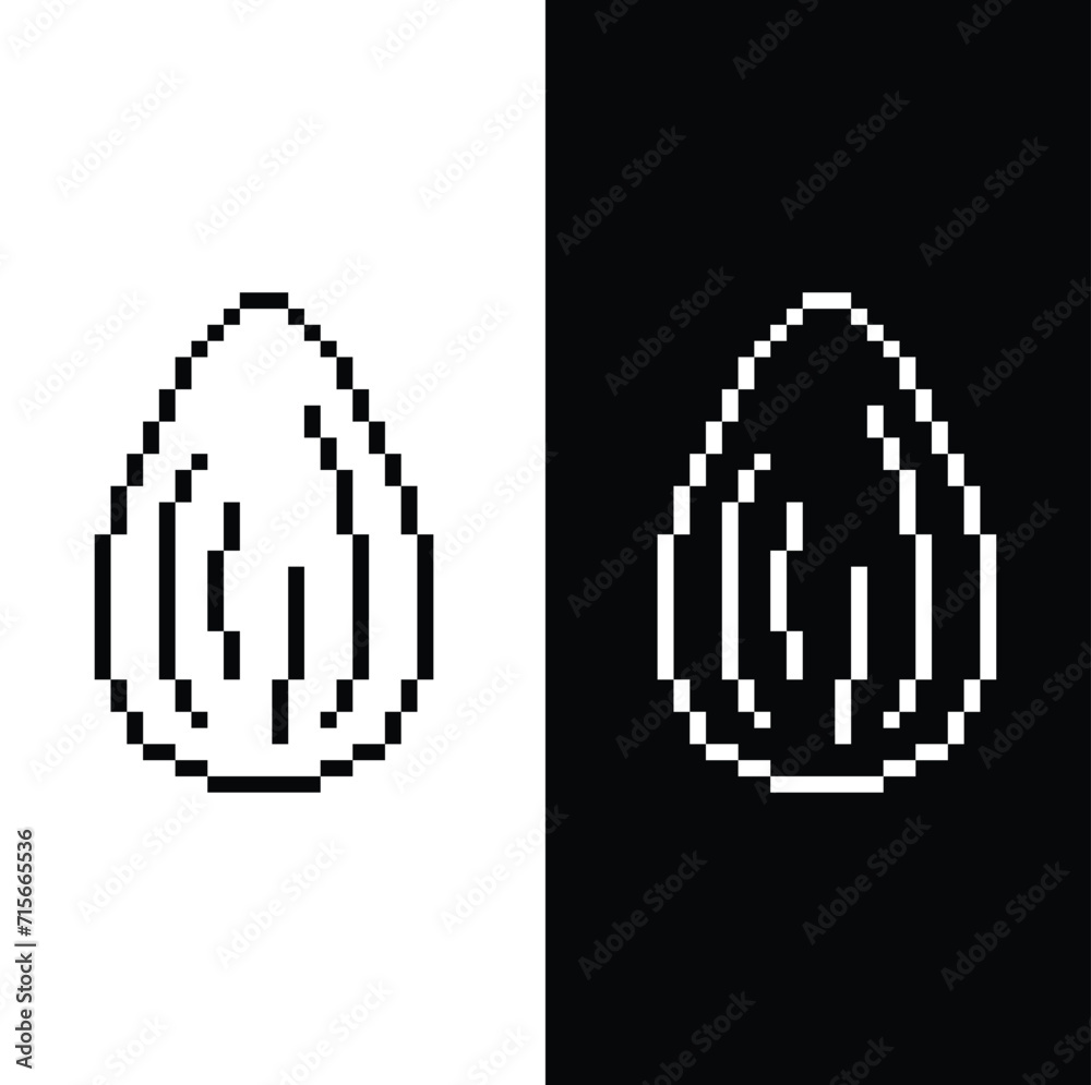 pixel almond nut icon. Vector pixel art almond nut 8 bit for game logo ...