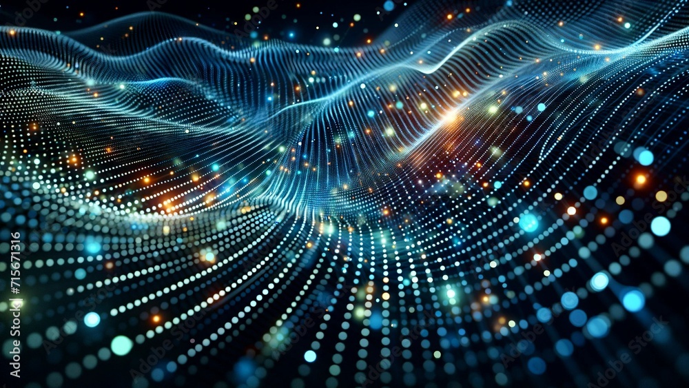 Dynamic technological background. Luminous dots forming a streamlined ... Dynamic technological background. Luminous dots forming a streamlined ...