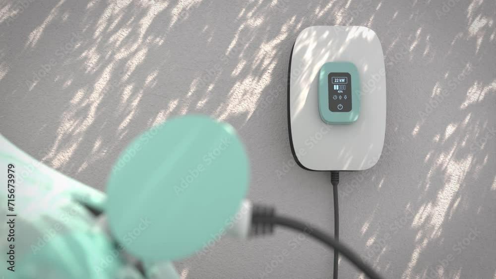 Charging an electric vehicle at home with a home charging station ...