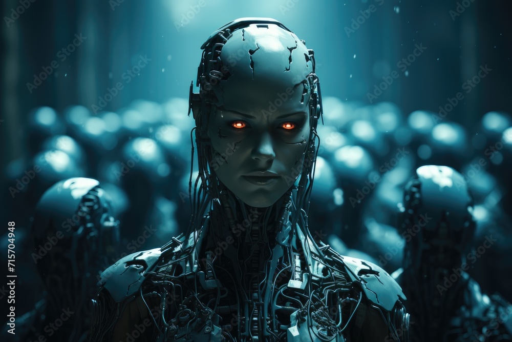 A human face is transformed into a fierce and futuristic warrior in ...