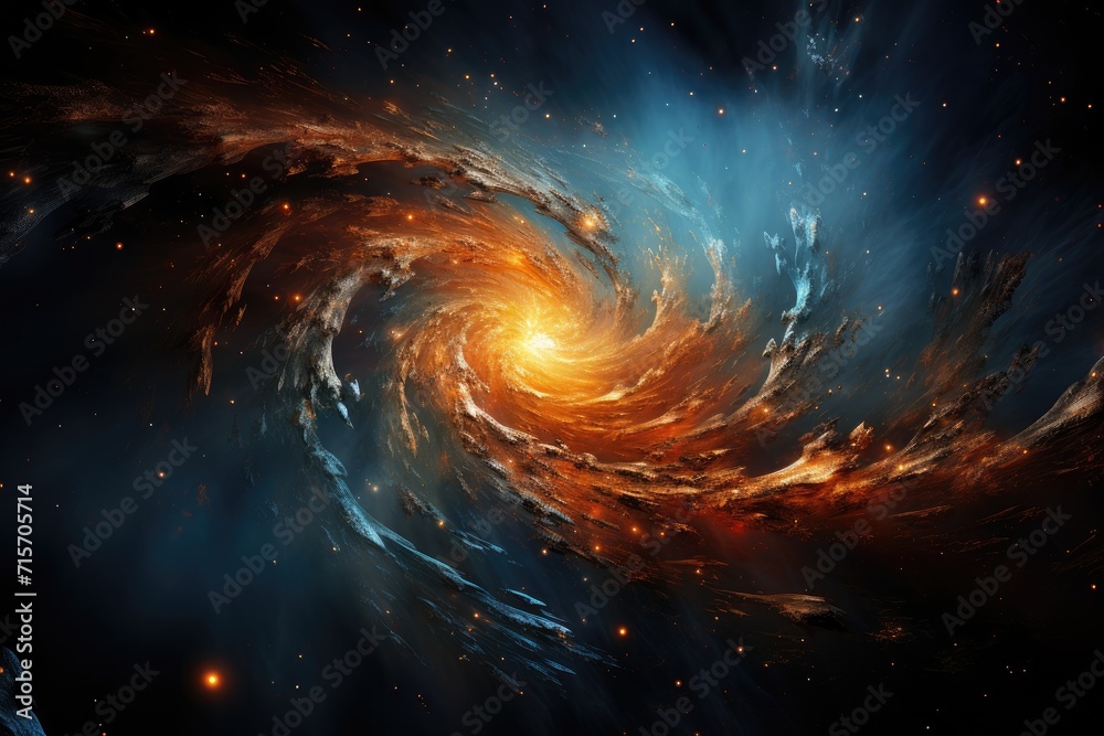 Amidst the endless expanse of outer space, a magnificent spiral galaxy ...