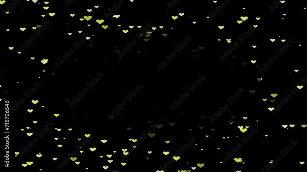 Particle effect material of yellow heart heading outward (transparent ...