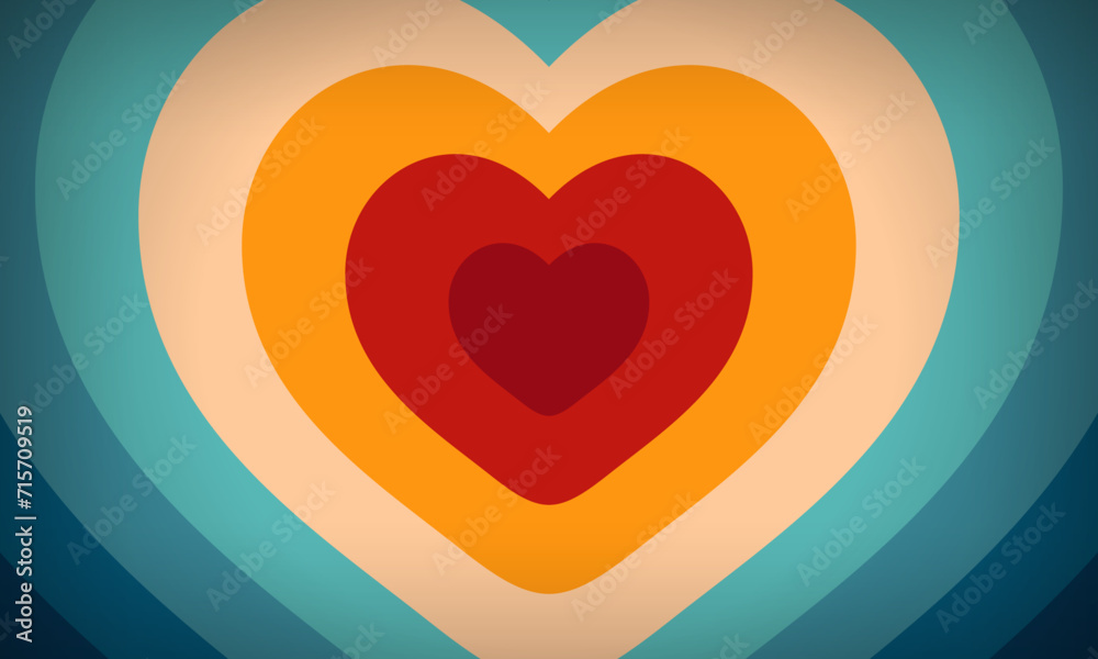 Vintage Striped heart pattern psychedelic concentric colored hearts ...