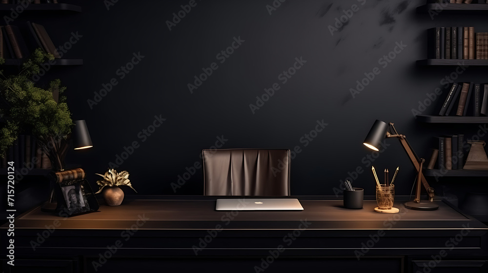 Luxury Office Background, Luxury Home Office Background, A black and ...