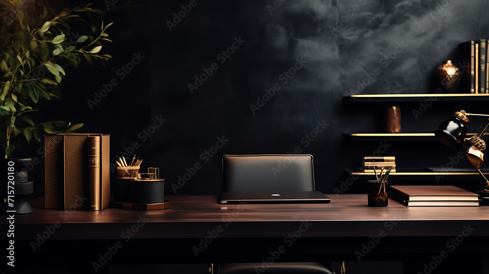 Luxury Office Background, Luxury Home Office Background, A black and ...