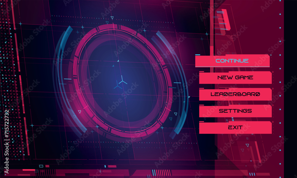 Cyberpunk Main Menu Interface. Futuristic Abstract HUD. Good for game ...