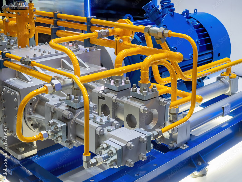 Gas compressor station. Energy equipment for factory. Compressor unit ...