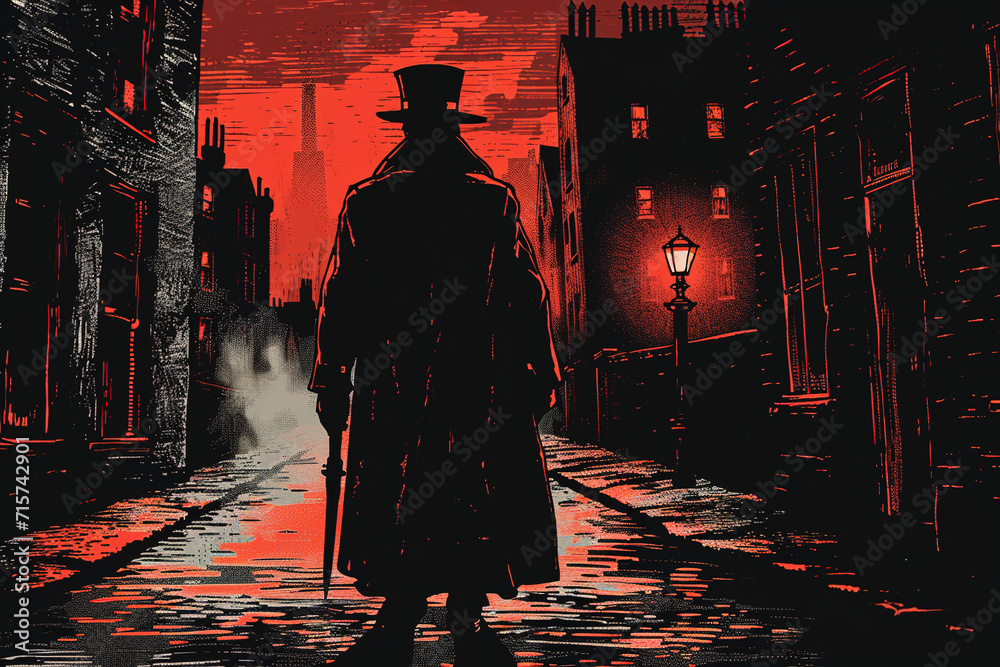 Jack the ripper, a serial killer in the dark alley Created with ...