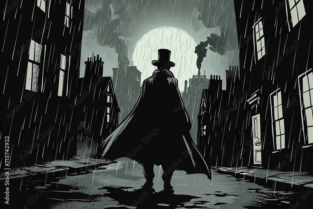 Jack the ripper, a serial killer in the dark alley Created with ...