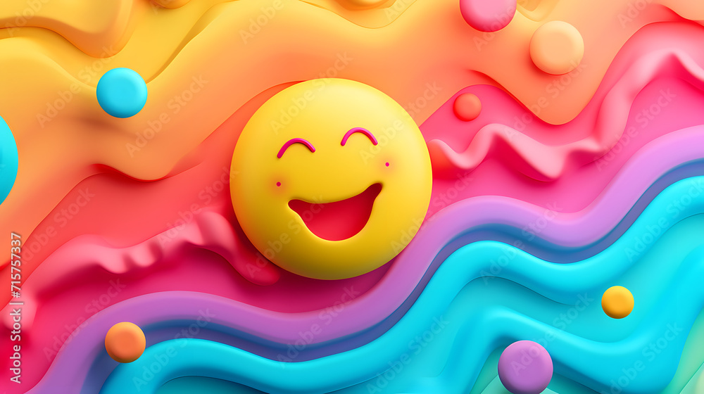 Smile face happy laugh emoji emoticon with colorful vibrant background ...