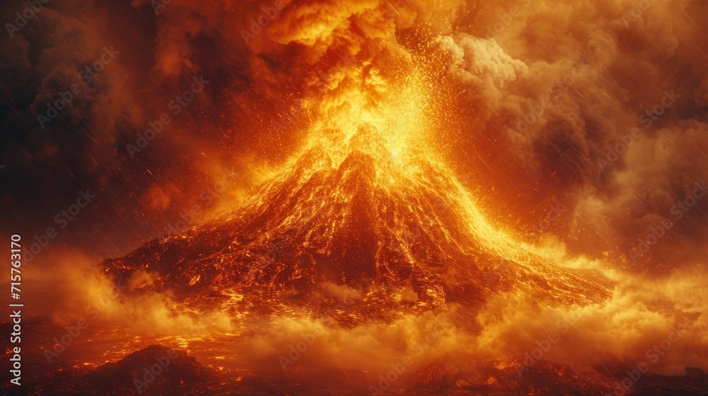 a volcano erupts lava as it erupts into the sky in a scene from the ...