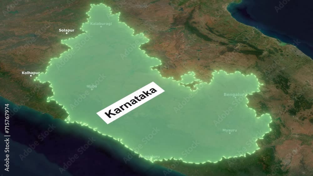 Karnataka state highlighted in map of India. 2D Animation. vídeo do ...
