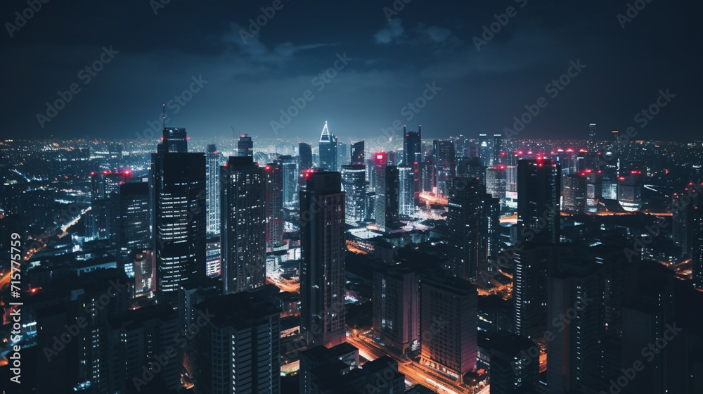 Futuristic technology city background banner with modern high-rise ...