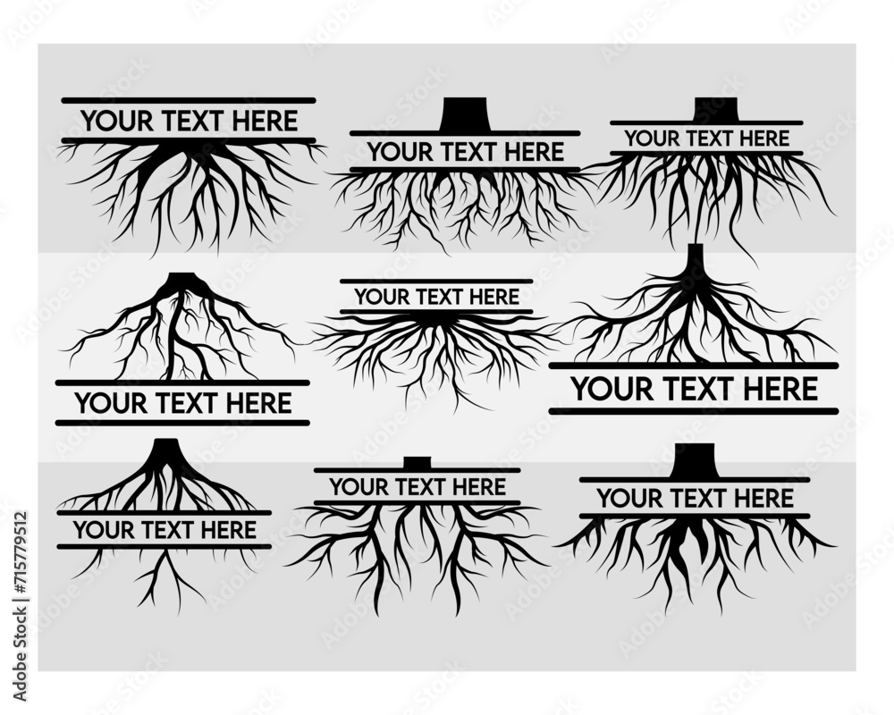 Root Split Monogram, Root Monogram Svg, Root SVG, Root Silhouette, Tree ...