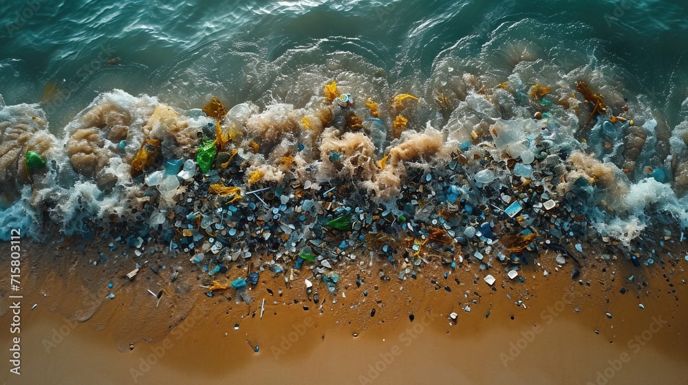 Beach full of trash, waste on a beach, Trash in the ocean Stock ...