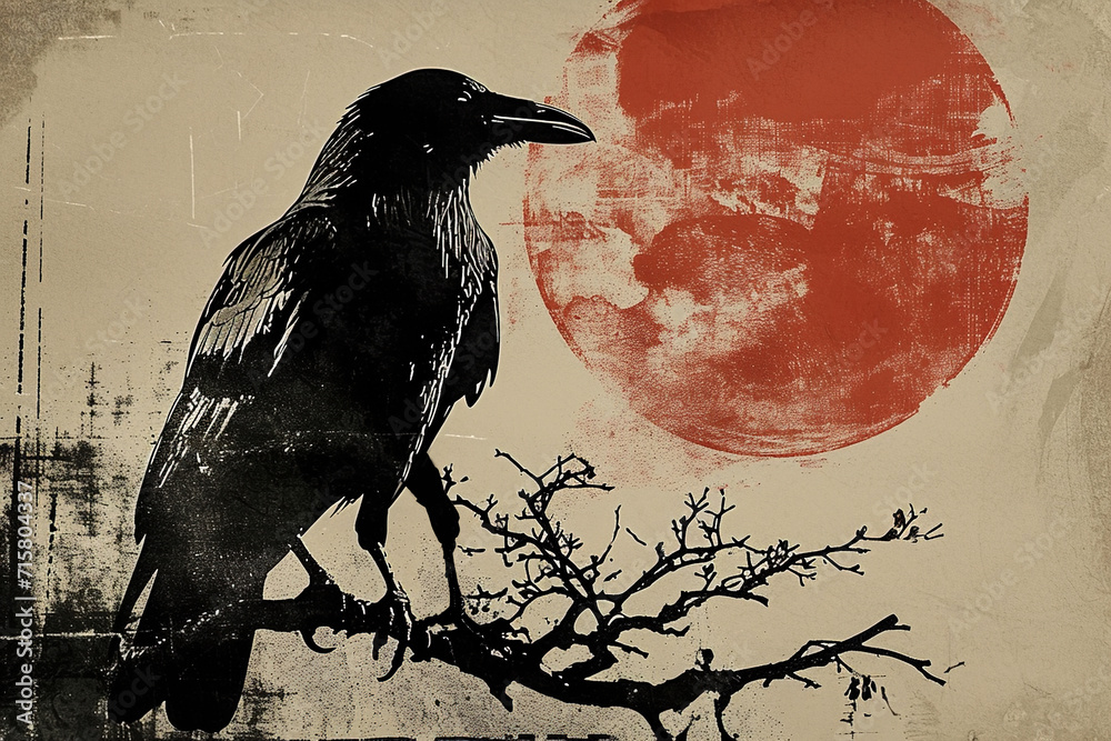 Yatagarasu the Three-Legged Crow Japanese God Stock Illustration ...