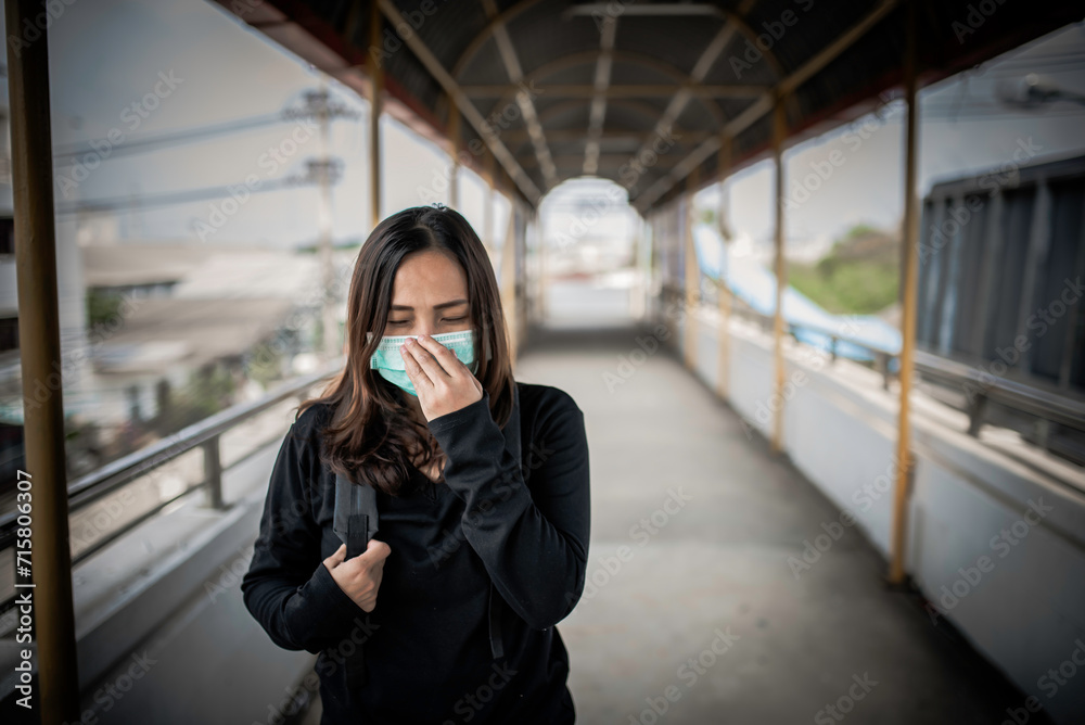 Asian traveler woman wear mask for protect coronavirus,Thai woman ...
