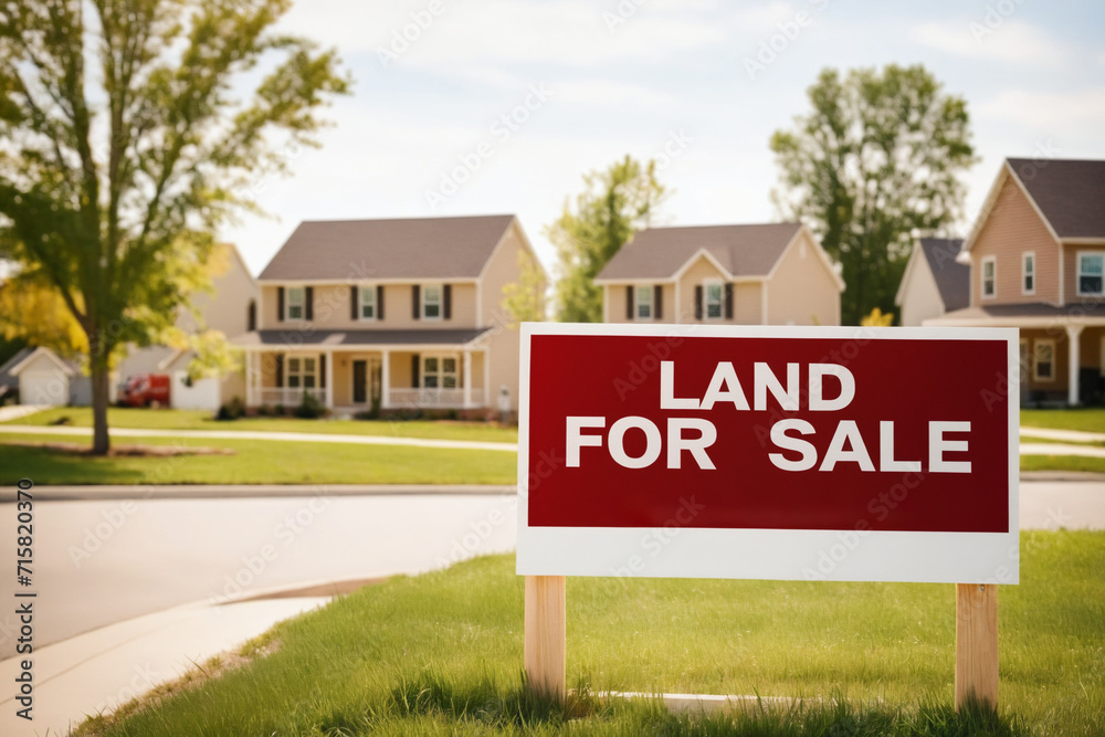For Sale Sign on a Lawn in Front of a Modern House with Traditional ...