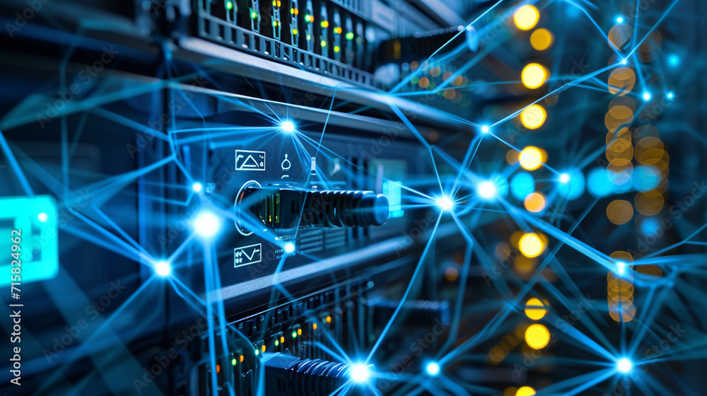 A diagrammatic representation of a computer network with servers and ...