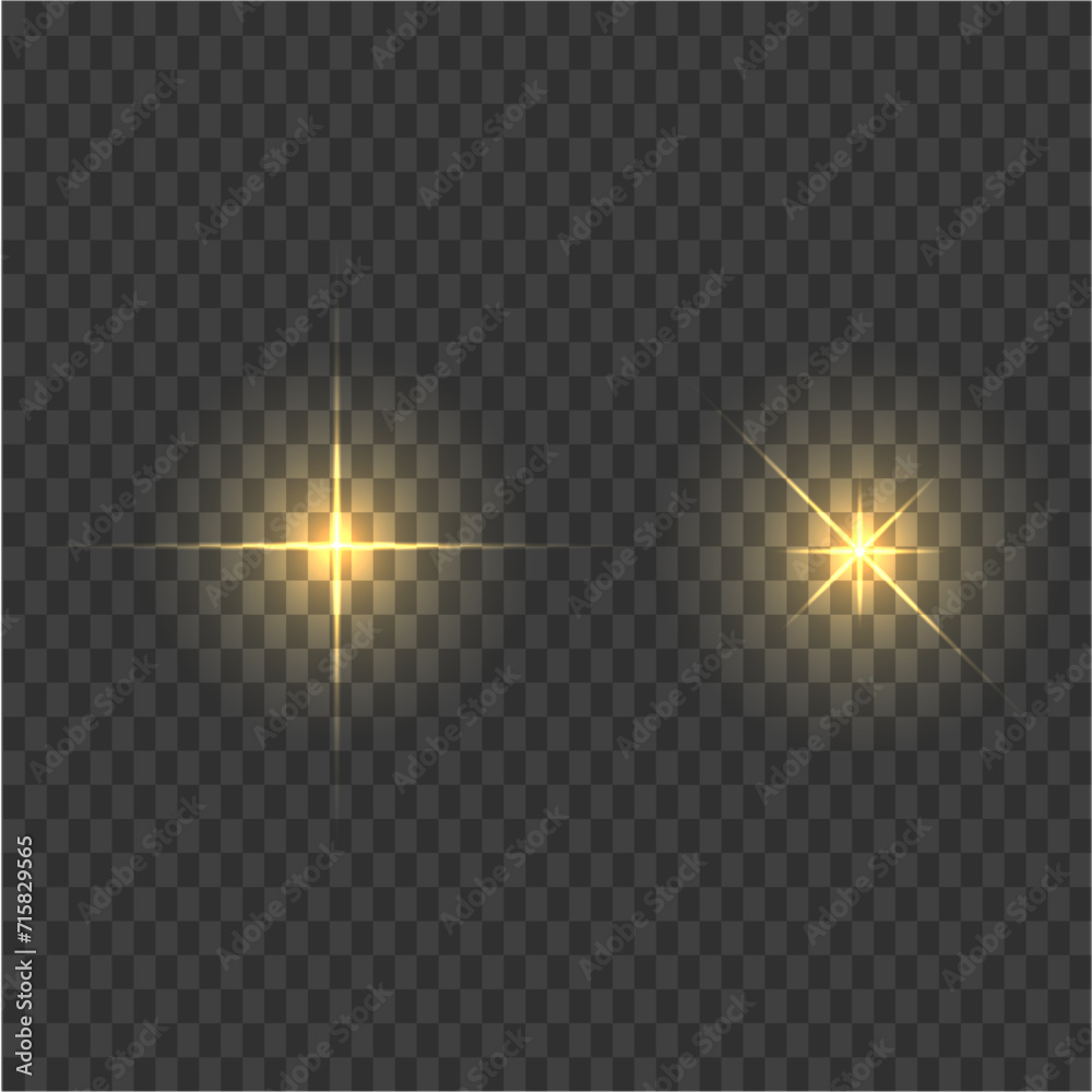 Sparkling star, vector glowing star light effect. Glitter magic star sparks on transparent ...