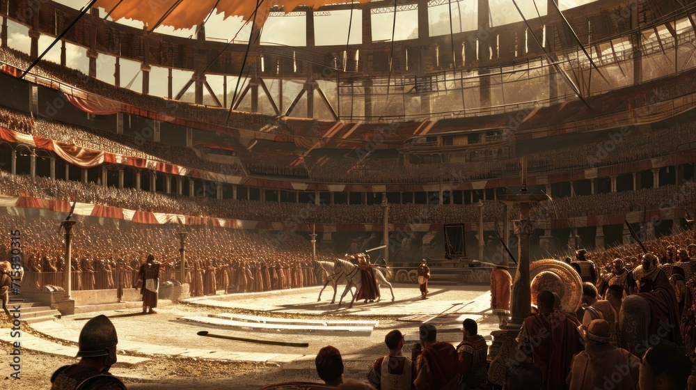 Royal battle of Romans inside the Roman Coliseum in 300 BC. history ...