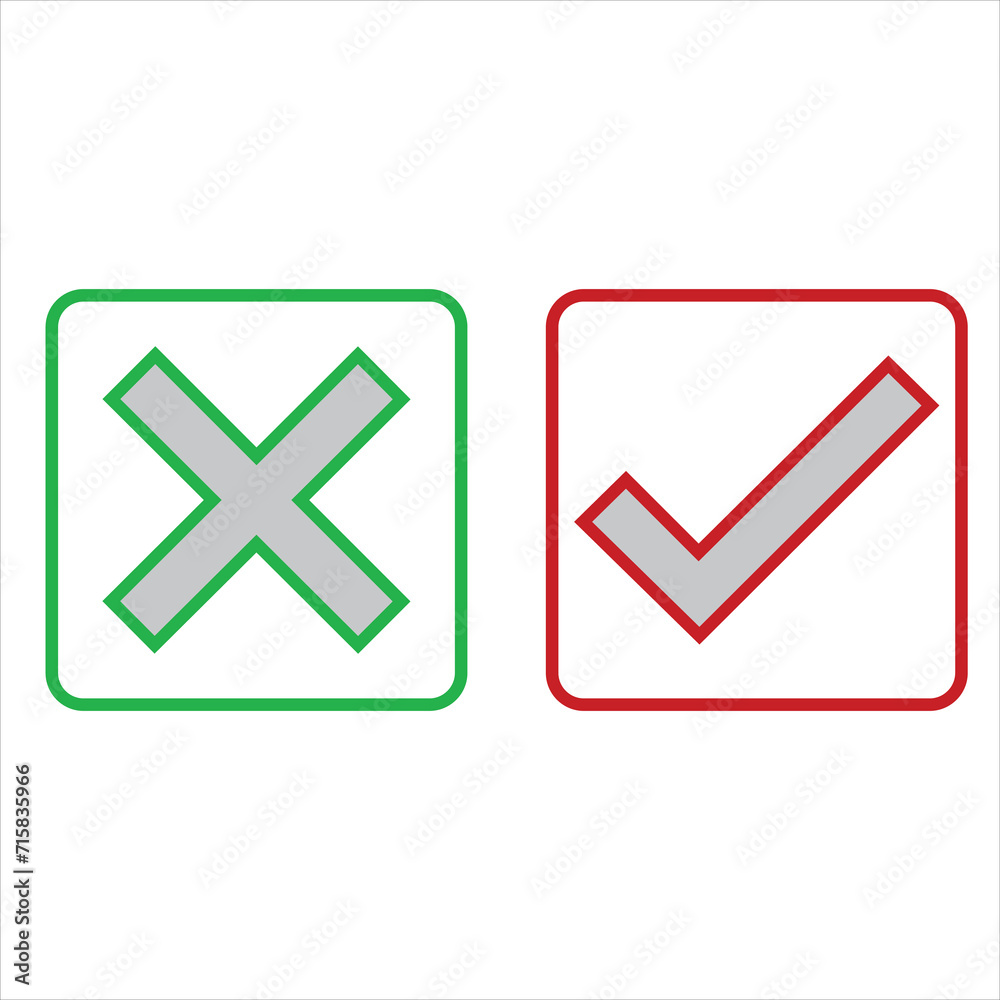 Checkmark icon set. Red and green check mark . Check marks vector icons ...