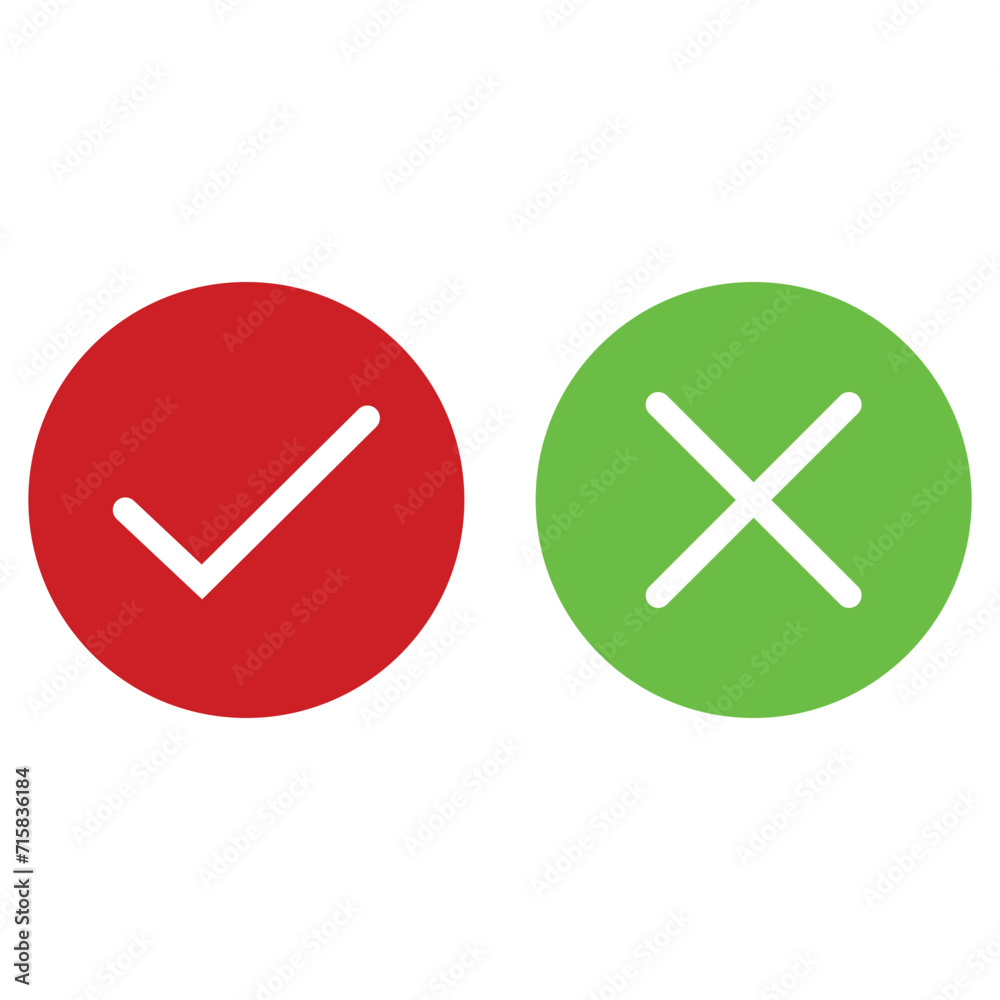 Vecteur Stock Checkmark icon set. Red and green check mark .Tick and ...