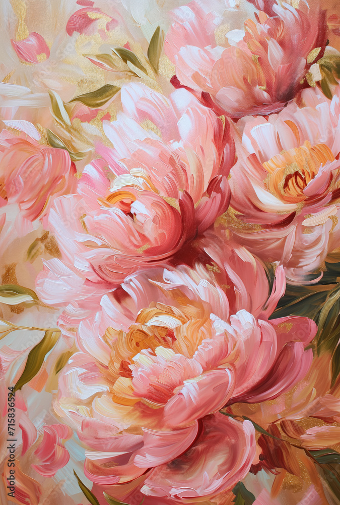 Beautiful flowers. Oil painting on canvas. Interior painting. Beautiful ...