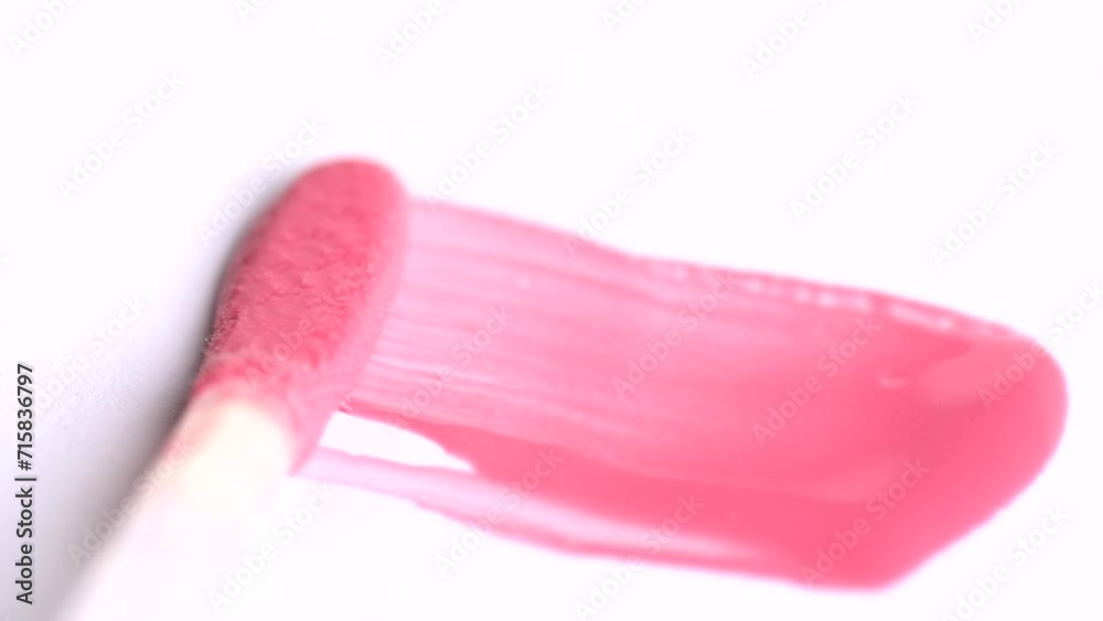 Cosmetic liquid lip gloss, lipstick smudge, smear, stroke. Smears of ...