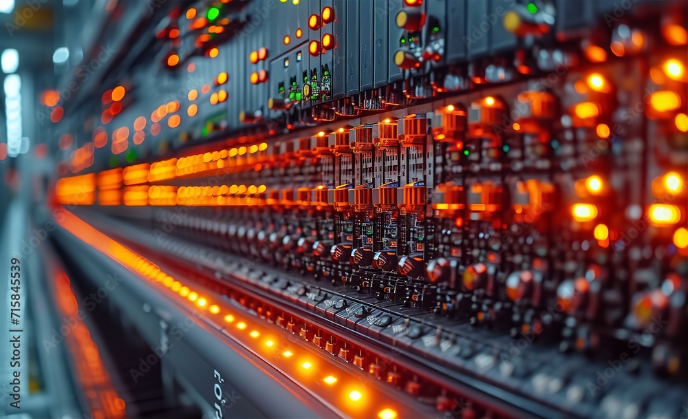 Industrial heavy machinery electrical panel control with switches ...