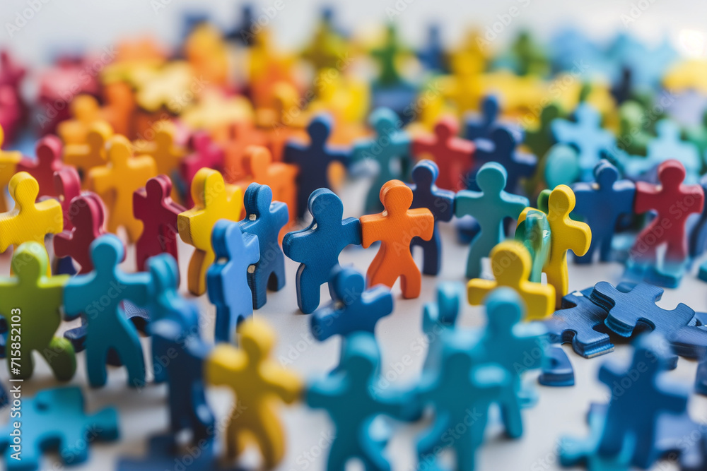 Vibrant scene of employees working together and each person ...