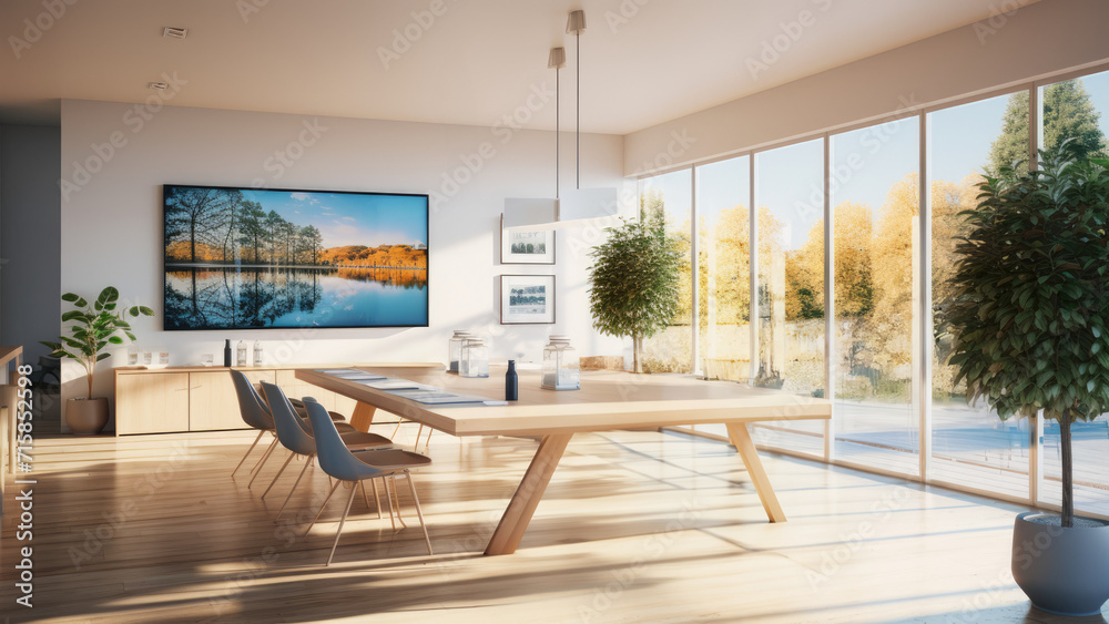 Scenic small office room background or backdrop for online ...