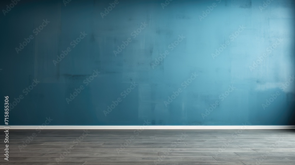 Clean and simple blue wall empty room background or backdrop for online ...