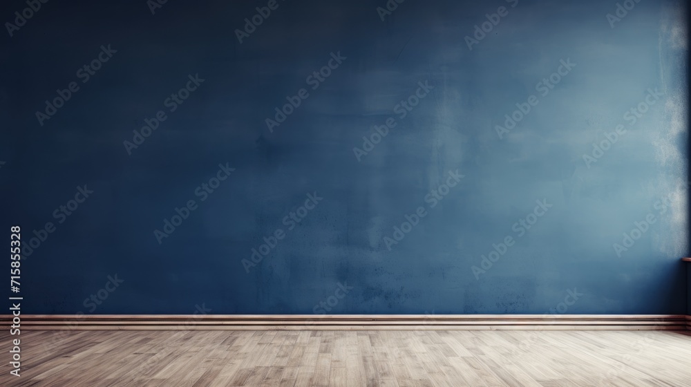 Clean and simple blue wall empty room background or backdrop for online ...