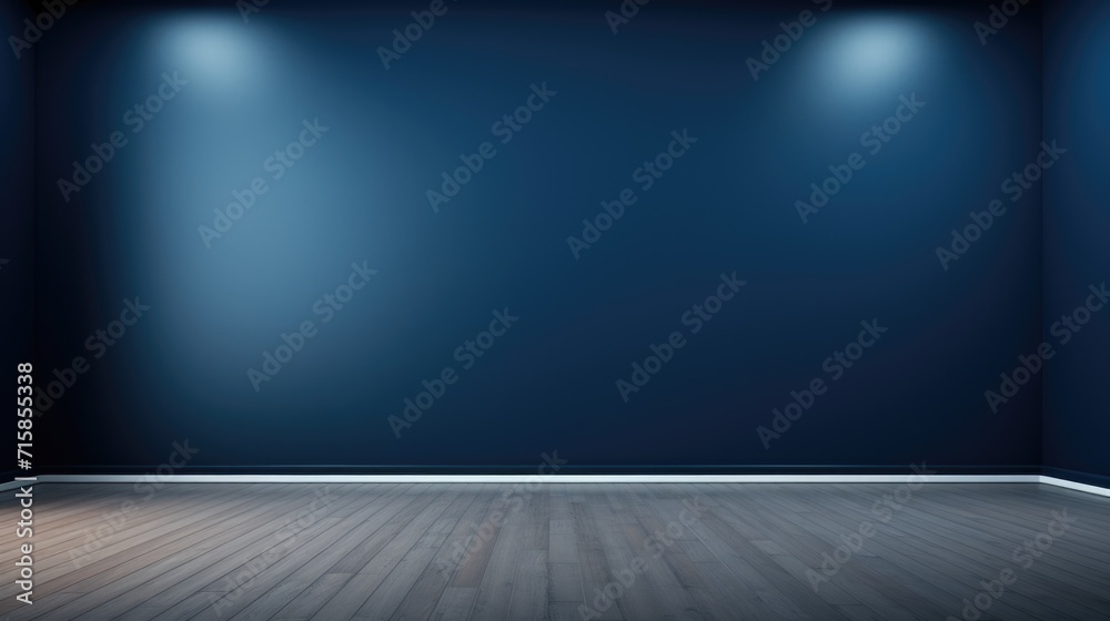 Clean and simple blue wall empty room background or backdrop for online ...