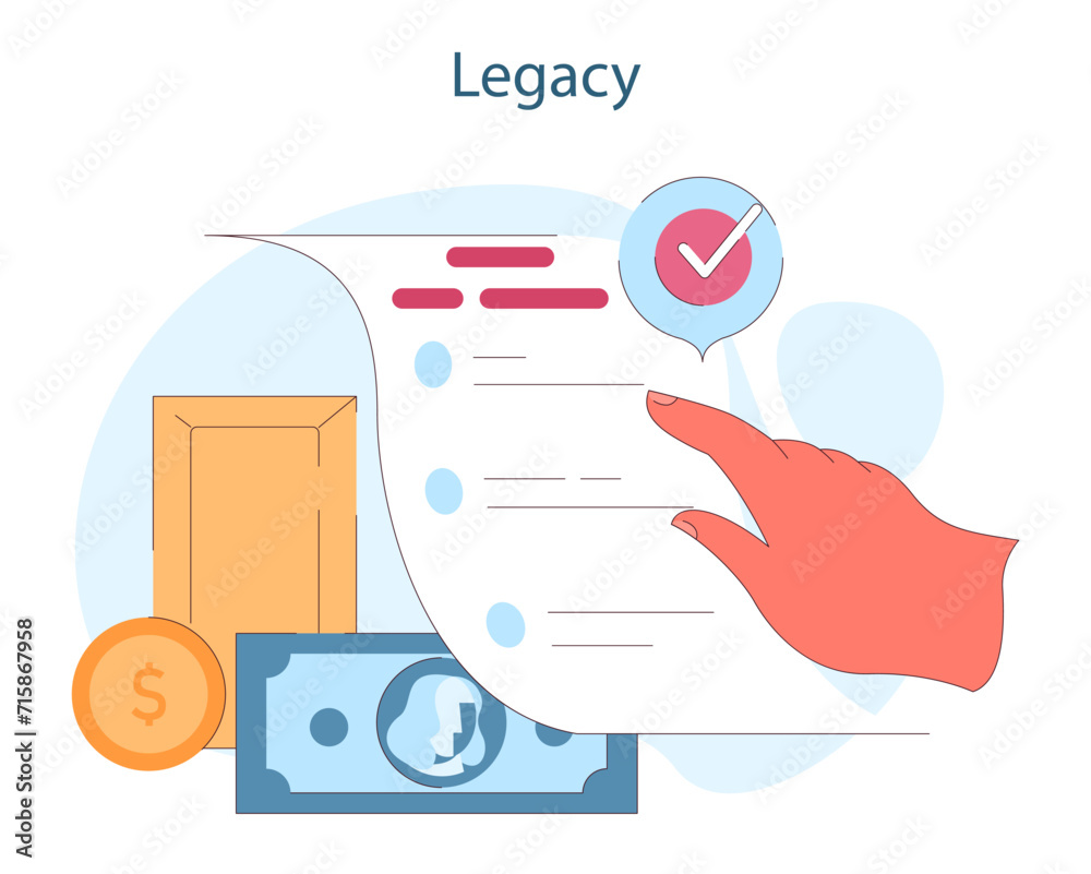 Legacy. A hand finalizes a legacy document, securing financial assets ...